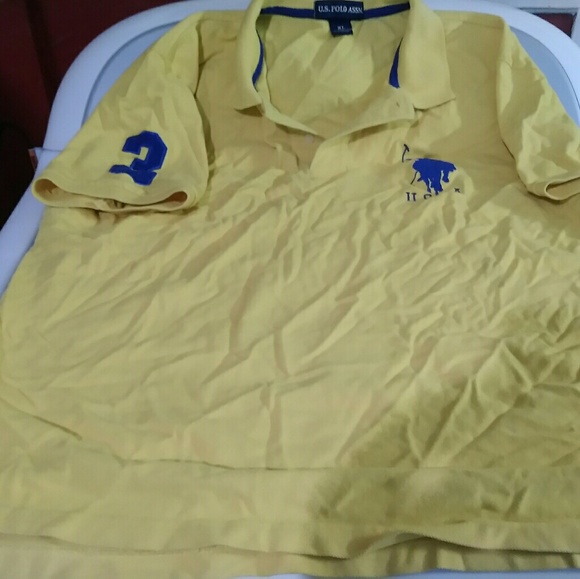 U.S. Polo Assn. | Shirts | Men Uspa Big Pony Yellow Blue Polo Shirt Sz ...